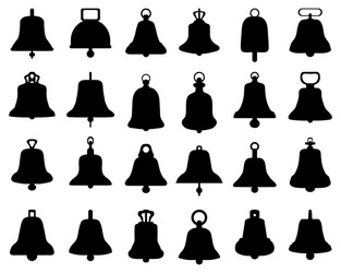 Set of eight different bells doodle black Vector Image