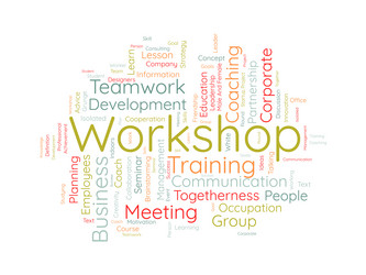 Word cloud background concept for workshop Vector Image