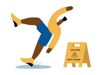 Black man slip wet floor sign Royalty Free Vector Image