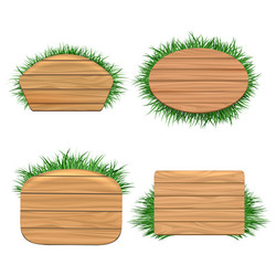 Wood banners with grass and flowers Royalty Free Vector