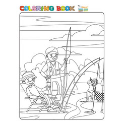 Fisherman coloring page for children Royalty Free Vector