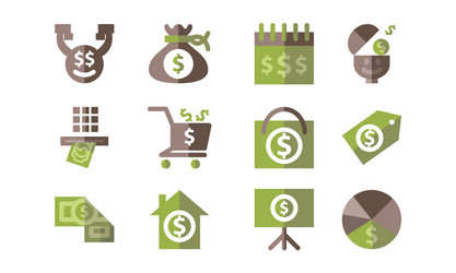 Money template icon set Royalty Free Vector Image