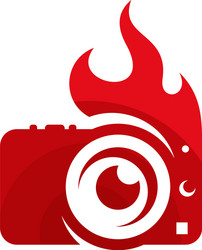 Fire camera logo design template Royalty Free Vector Image