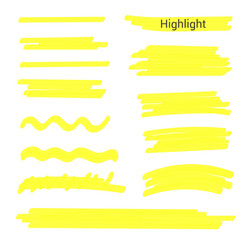 Highlight brush underline yellow red blue marker Vector Image