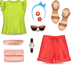 Women clothing accessories set Royalty Free Vector Image