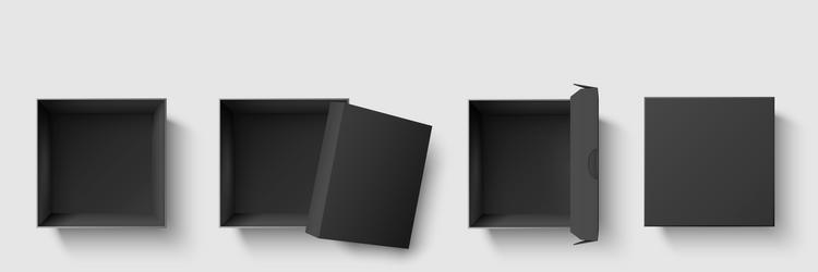 Top view white and black boxes realistic 3d Vector Image