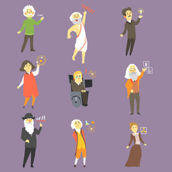 Famous scientists characters set Royalty Free Vector Image