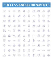 Success line icons signs set design collection Vector Image