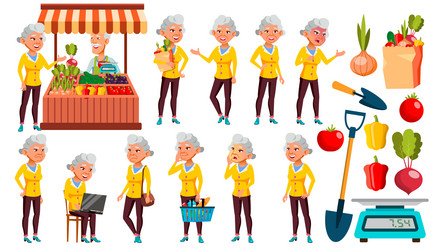 Chinese Grandma Cartoon Vector Images (64)
