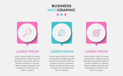 Business infographics presentation with 3 steps Vector Image
