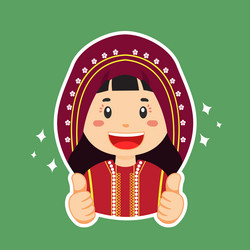 Happy bahrain character sticker Royalty Free Vector Image