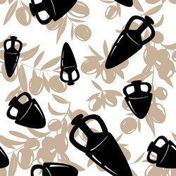 Seamless pattern with olives wheat and greek Vector Image