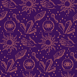Pattern with mystical and magic outline elements Vector Image