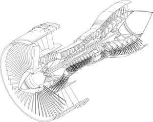 Turbo jet engine aircraft line Royalty Free Vector Image