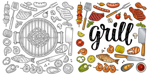 Barbecue Grill Top View with Charcoal Vector Images (over 210)