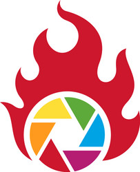 Fire camera logo design template Royalty Free Vector Image