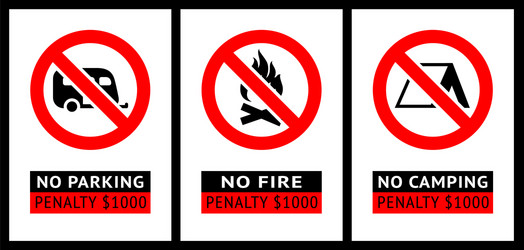 Prohibition sign no camping parking black Vector Image