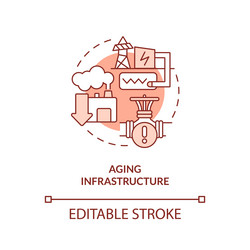 2d aging infrastructure concept icon Royalty Free Vector