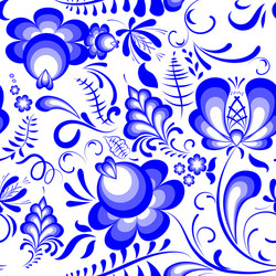 Blue floral elements in russian gzhel style Vector Image