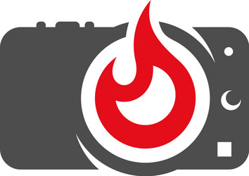 Fire camera logo design template Royalty Free Vector Image