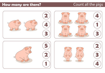 Count pigs and circle correct answer Royalty Free Vector