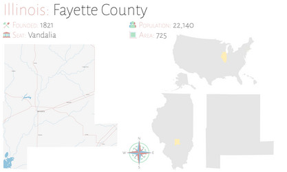 Map of fayette county in illinois Royalty Free Vector Image