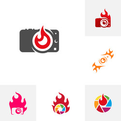 Cctv camera with fire icon logo design template Vector Image