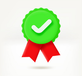 Check mark on green button authentication Vector Image