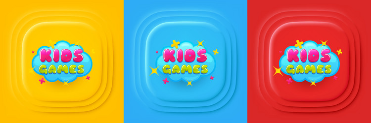 Kids games sticker fun playing zone banner Vector Image