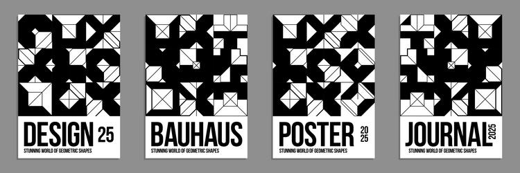 Geometric black and white posters covers Vector Image