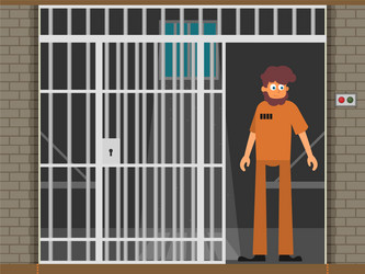 Artistic drawing prisoner in prison cell Vector Image