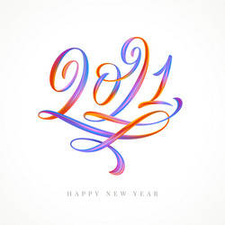 Set new year 2021 calligraphy numbers Royalty Free Vector