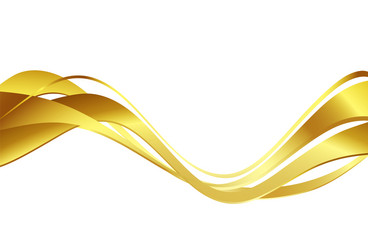 Abstract wave lines gold color isolated on white Vector Image