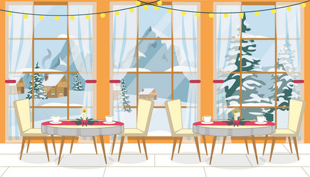 Ski resort hotel room interior Royalty Free Vector Image