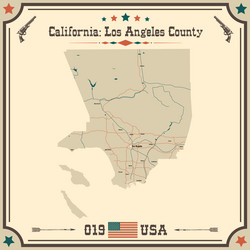 Los angeles county regions map with flag Vector Image