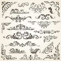 Set swirl elements and corners Royalty Free Vector Image