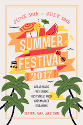 Summer festival poster Royalty Free Vector Image