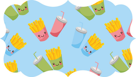 Frame with fast food pattern background Royalty Free Vector