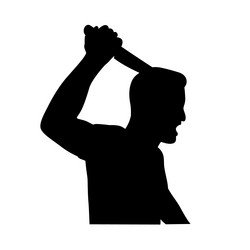 Killer man holding knife in hand attack victim Vector Image