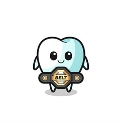 Tooth mascot character as a mma fighter Royalty Free Vector