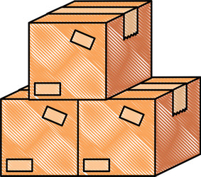 Pile packing boxes carton Royalty Free Vector Image