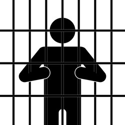 Stick figure imprisonment in handcuffs flat Vector Image