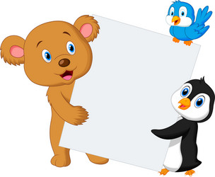 Animal cartoon with blank sign Royalty Free Vector Image