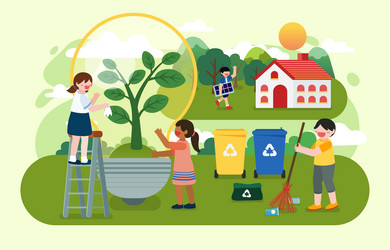 Children using renewable energy earth day Vector Image
