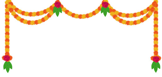 2024 traditional indian marigold toran floral Vector Image