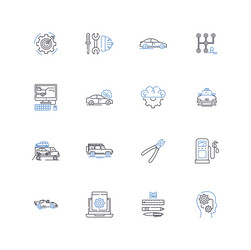 Driveshaft line icons collection rotation torque Vector Image