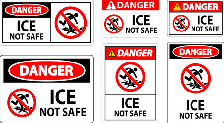 Danger sign ice not safe Royalty Free Vector Image