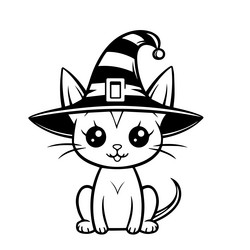 Halloween cat for coloring book coloring page Vector Image