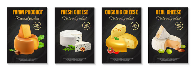 Realistic cheese icon set Royalty Free Vector Image