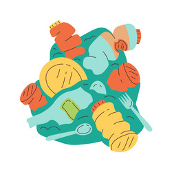 Pile of plastic bottles on planet flat Royalty Free Vector